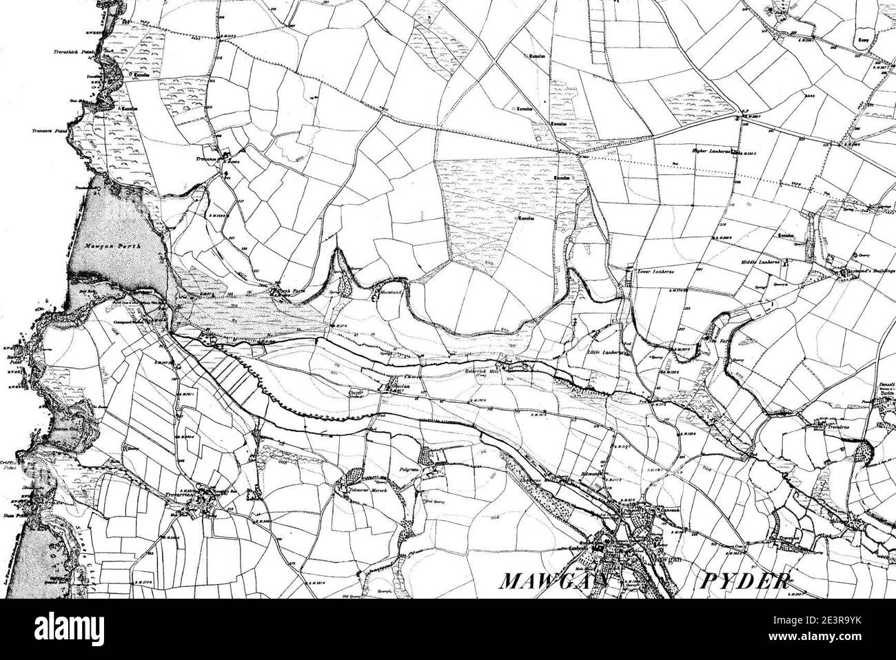 Map of Cornwall OS Map name 032-NW, Ordnance Survey, 1868-1896 Stock ...