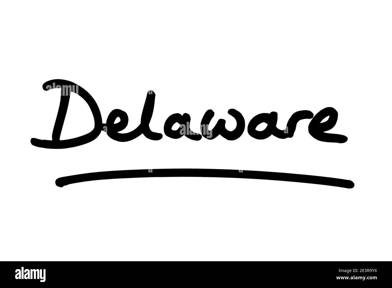 Delaware - a state in the United States of America, handwritten on a ...