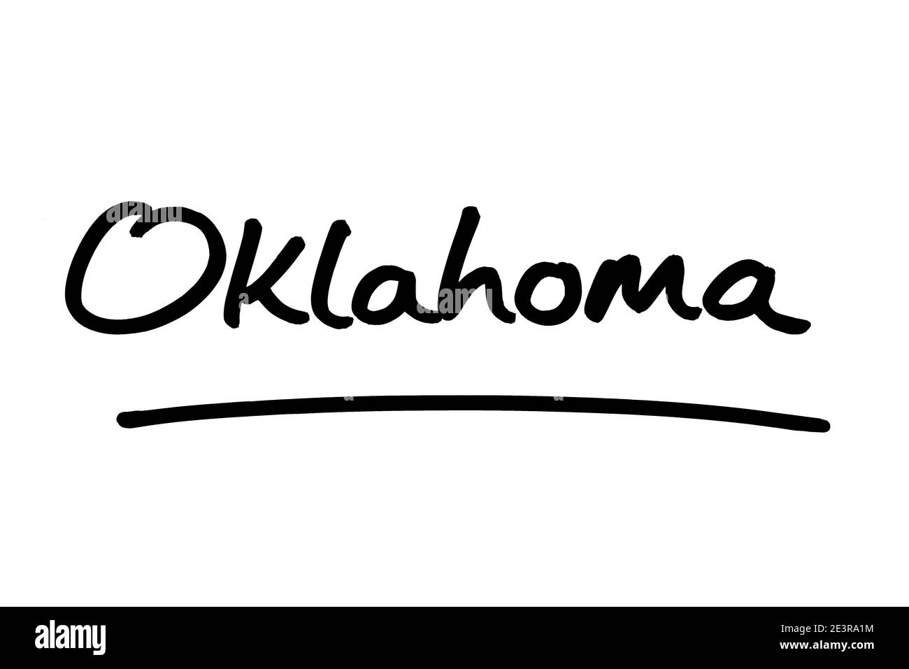 Oklahoma - a state in the United States of America, handwritten on a ...
