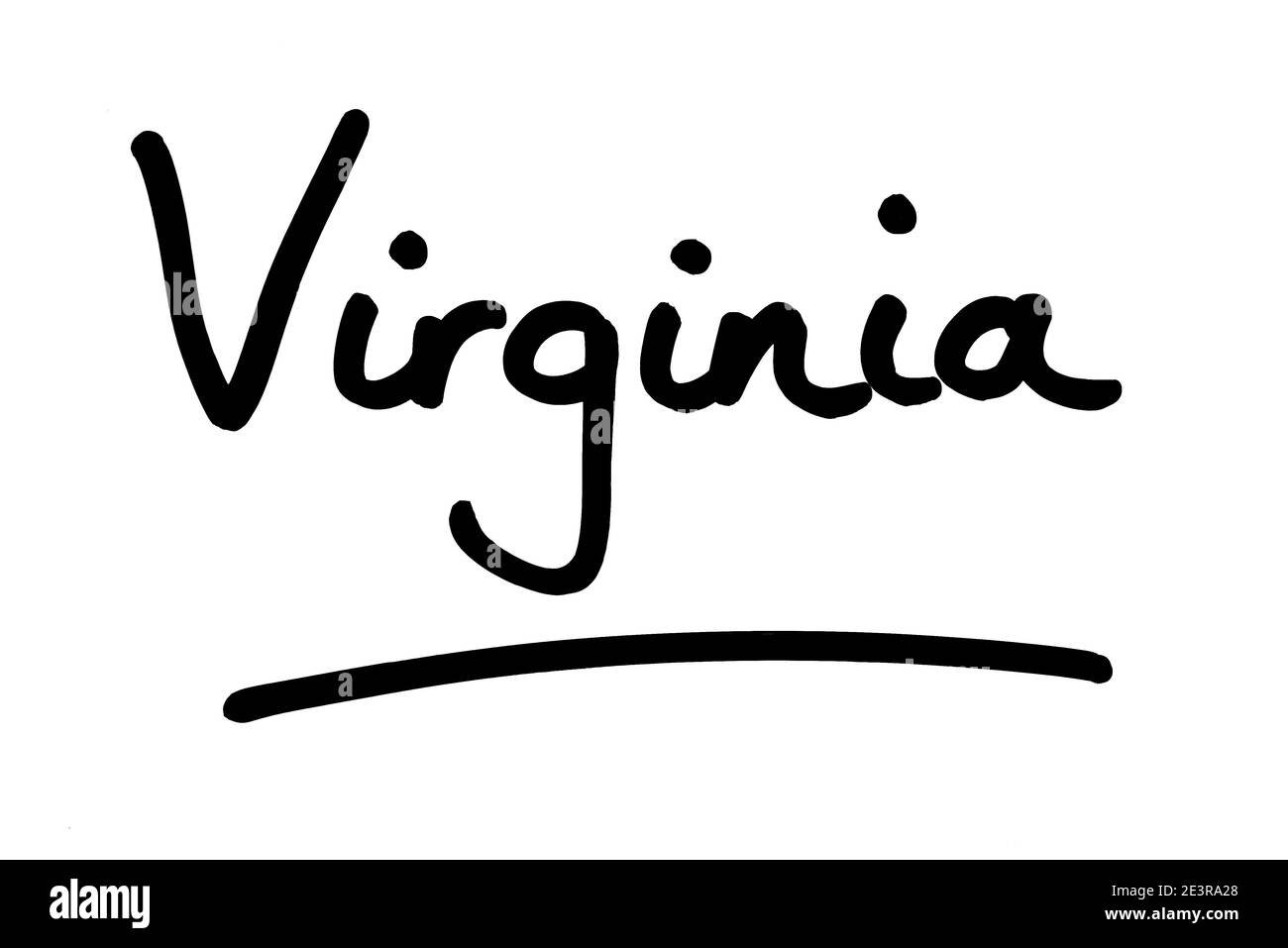 Virginia - a state in the United States of America, handwritten on a ...
