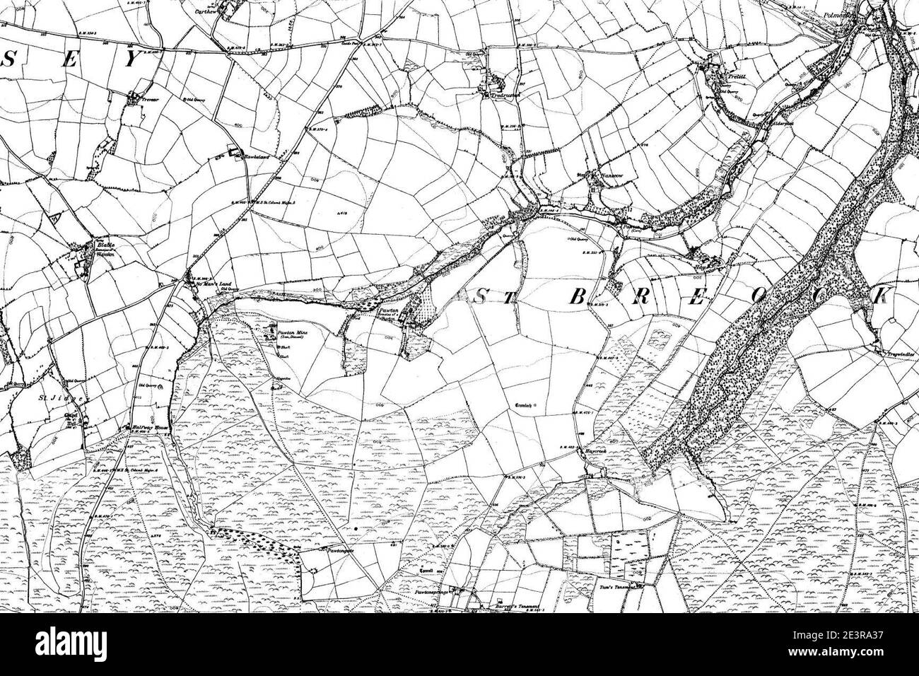Map of Cornwall OS Map name 025-SW, Ordnance Survey, 1868-1896 Stock ...