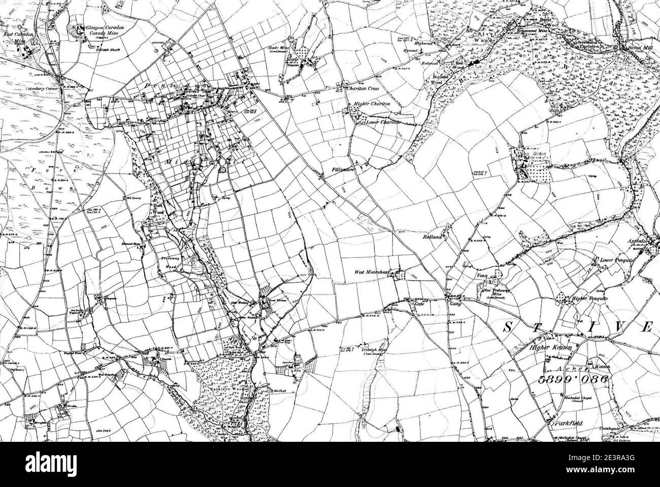 Map of Cornwall OS Map name 028-SE, Ordnance Survey, 1868-1896 Stock ...