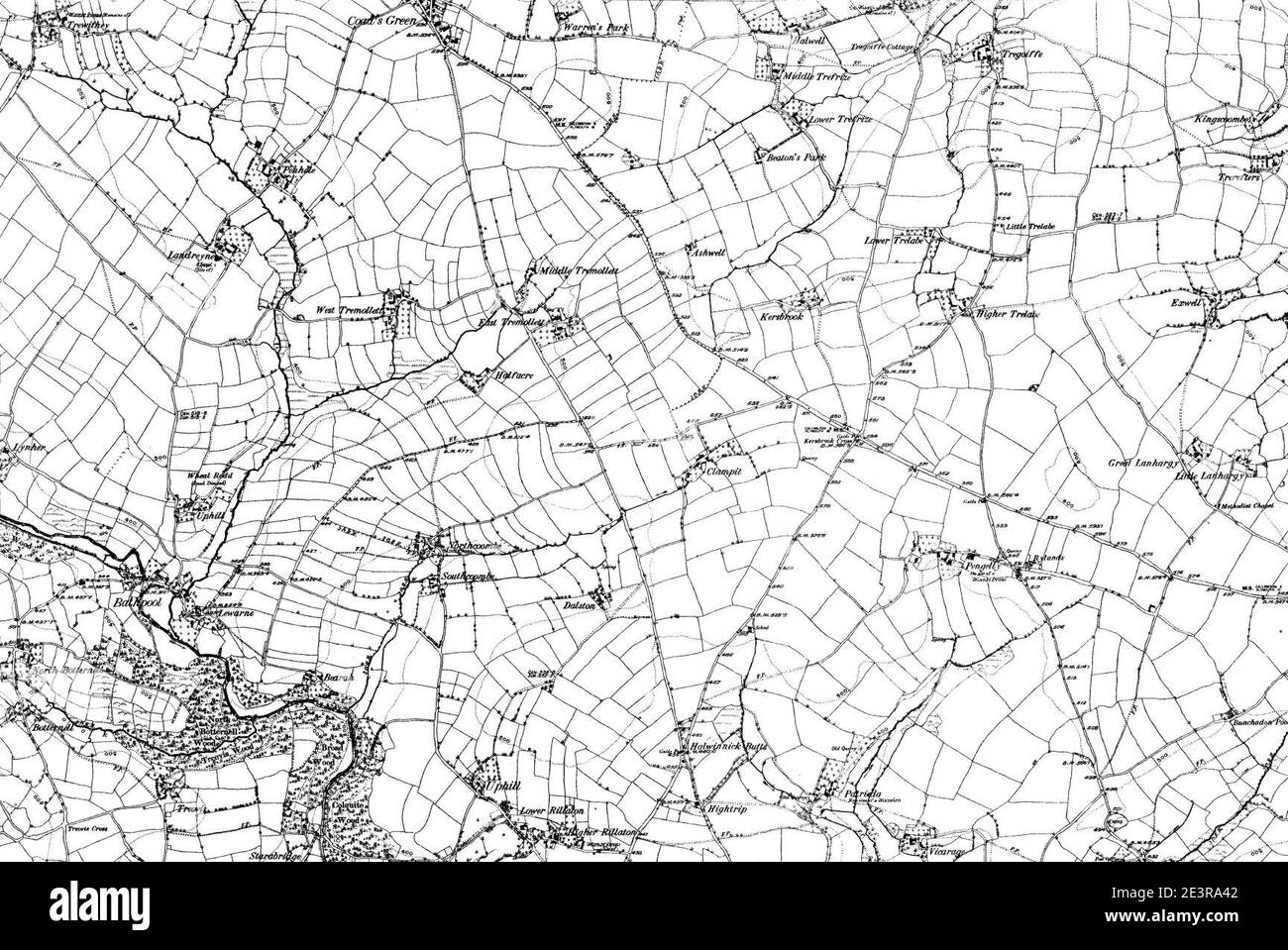 Map of Cornwall OS Map name 022-SE, Ordnance Survey, 1868-1896 Stock ...