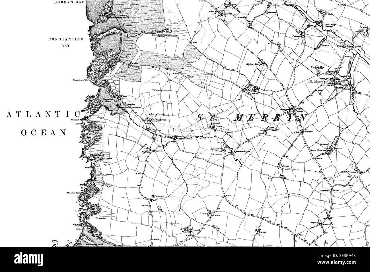 Map of Cornwall OS Map name 024-NW, Ordnance Survey, 1868-1896 Stock ...