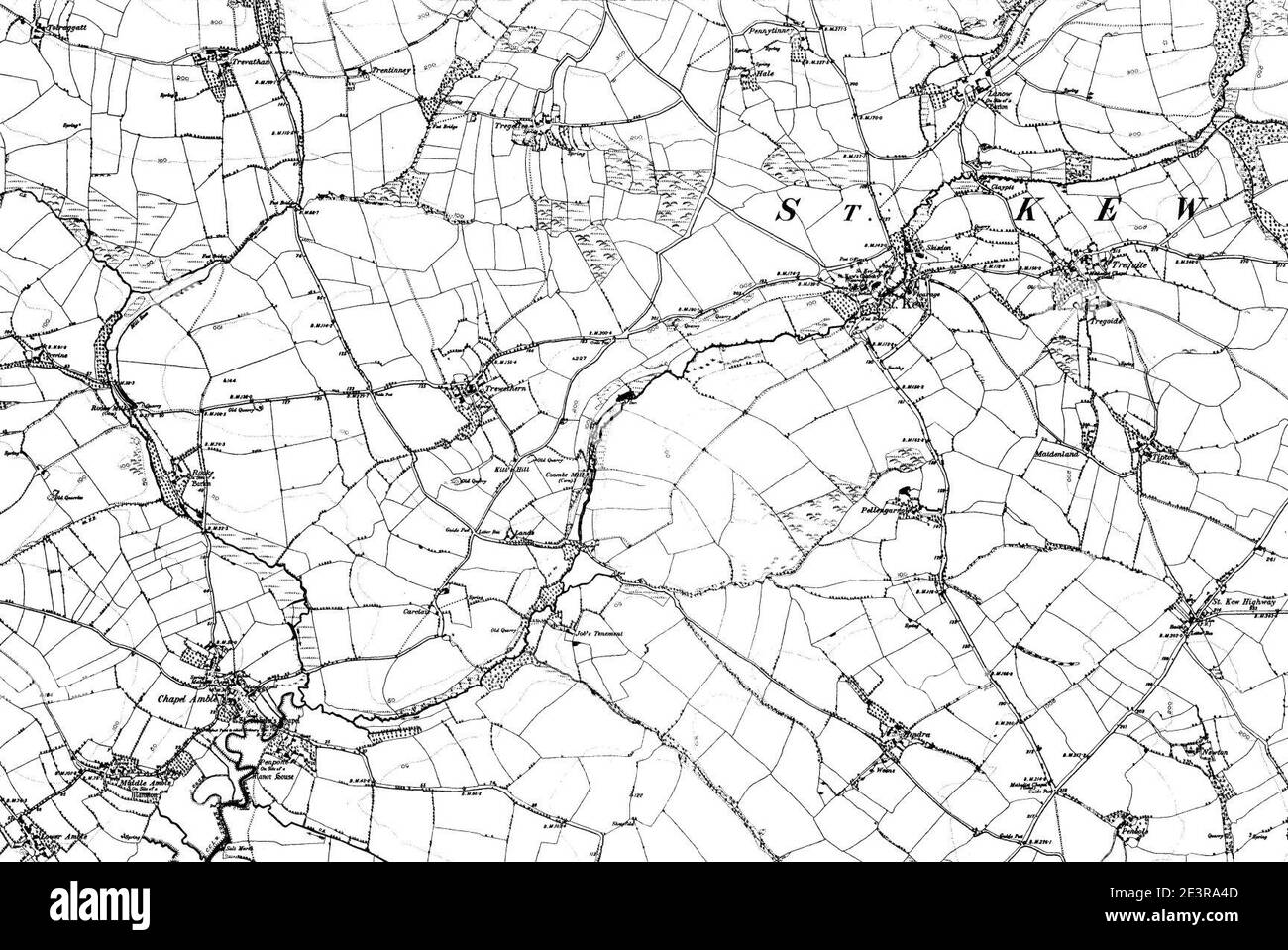 Map of Cornwall OS Map name 019-SE, Ordnance Survey, 1868-1896 Stock ...
