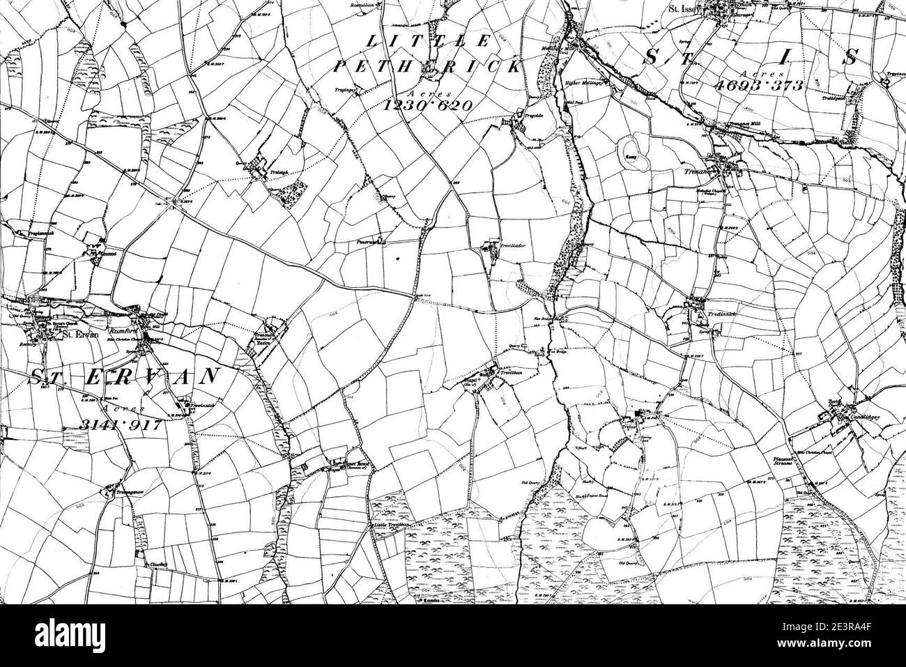 Map of Cornwall OS Map name 024-SE, Ordnance Survey, 1868-1896 Stock ...