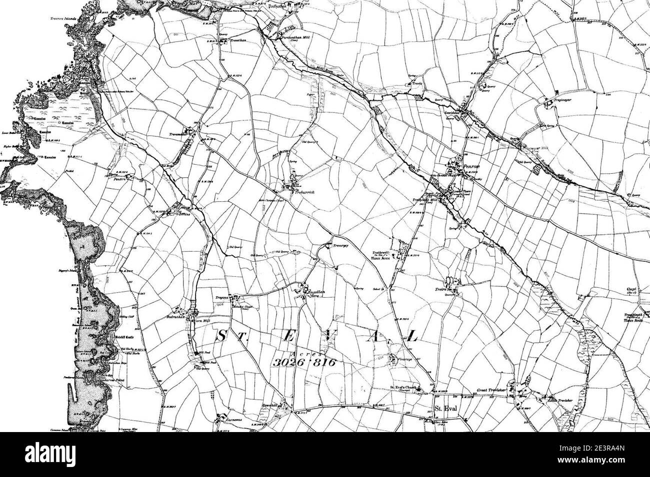 Map of Cornwall OS Map name 024-SW, Ordnance Survey, 1868-1896 Stock ...