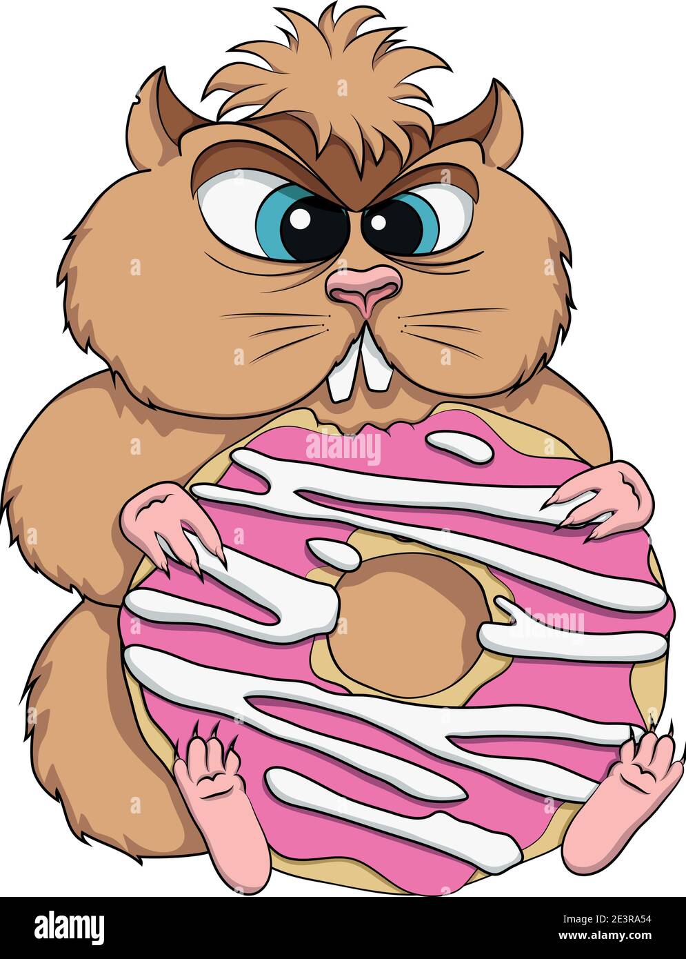 Greedy hamster sits with cookies. Vector illustration. Isolated on ...