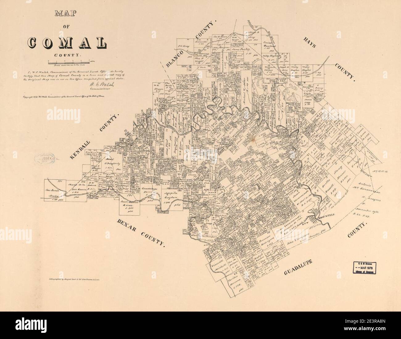 Map of Comal County Stock Photo - Alamy