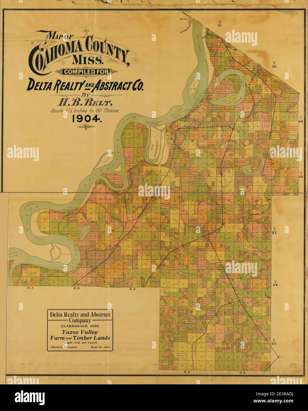 Map of Coahoma County, Miss. - compiled for Delta Realty and Abstract Co Stock Photo - Alamy