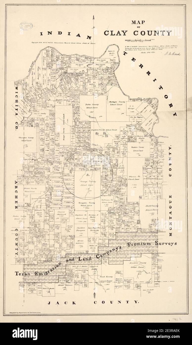 Map of Clay County, Texas Stock Photo - Alamy