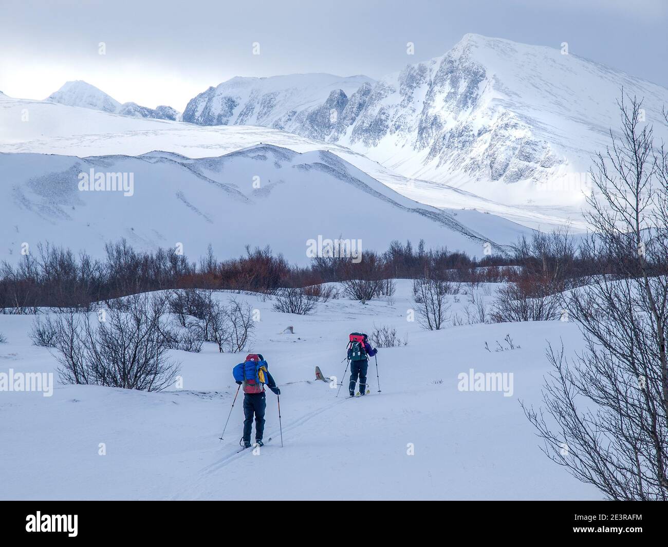 skiers ski-touring in the Rondane National Park, Norway, Scandinavia ...