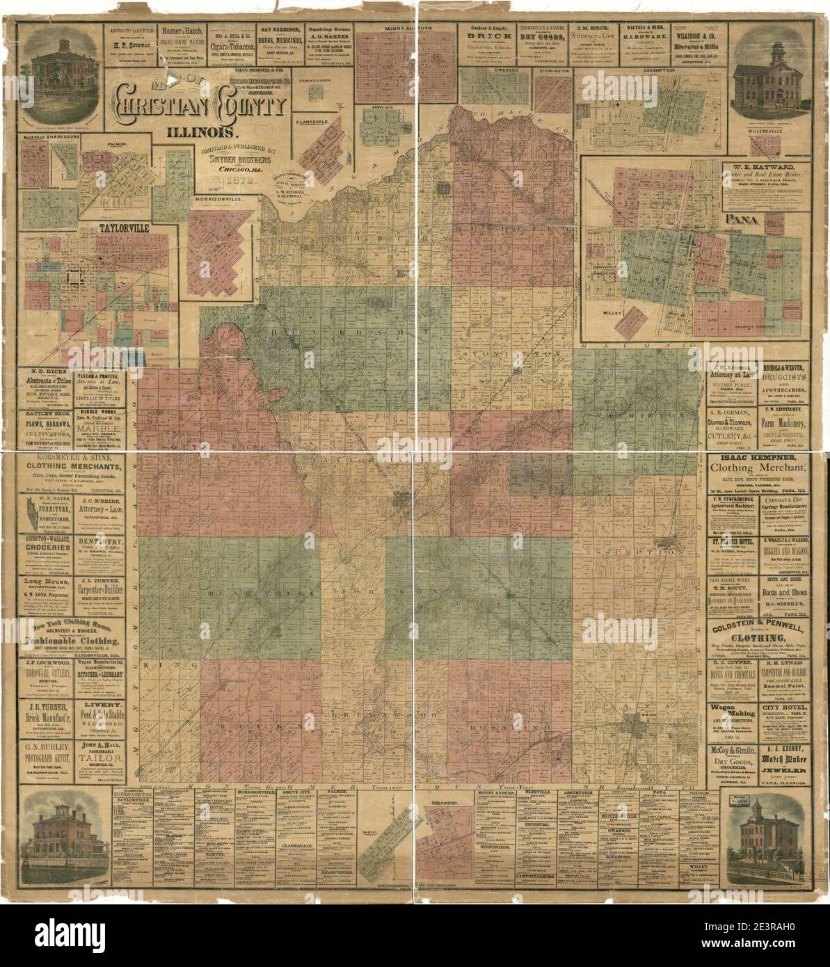 Map of Christian County, Illinois Stock Photo - Alamy