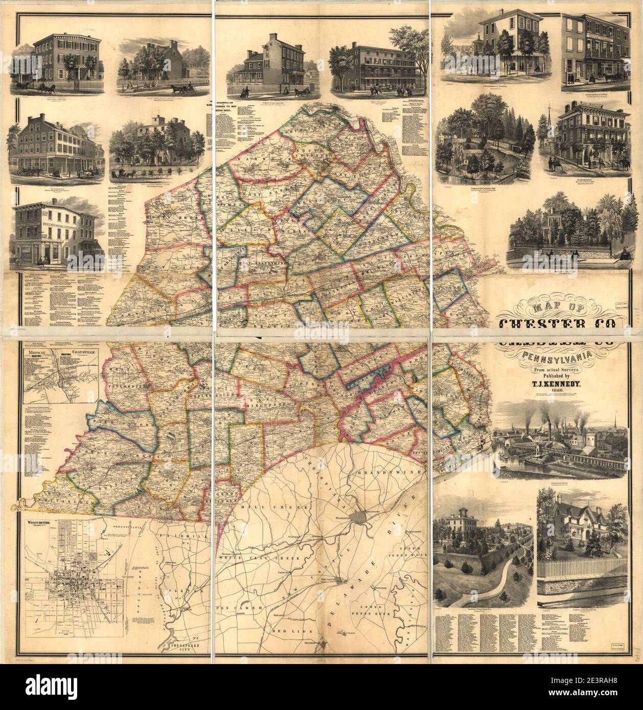 Map of Chester Co., Pennsylvania Stock Photo - Alamy