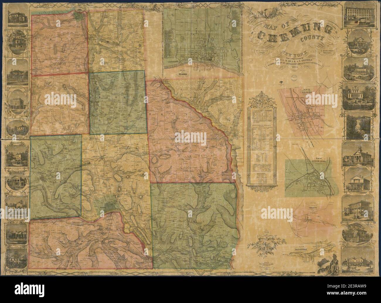 Map of Chemung County, New York - from actual surveys Stock Photo - Alamy
