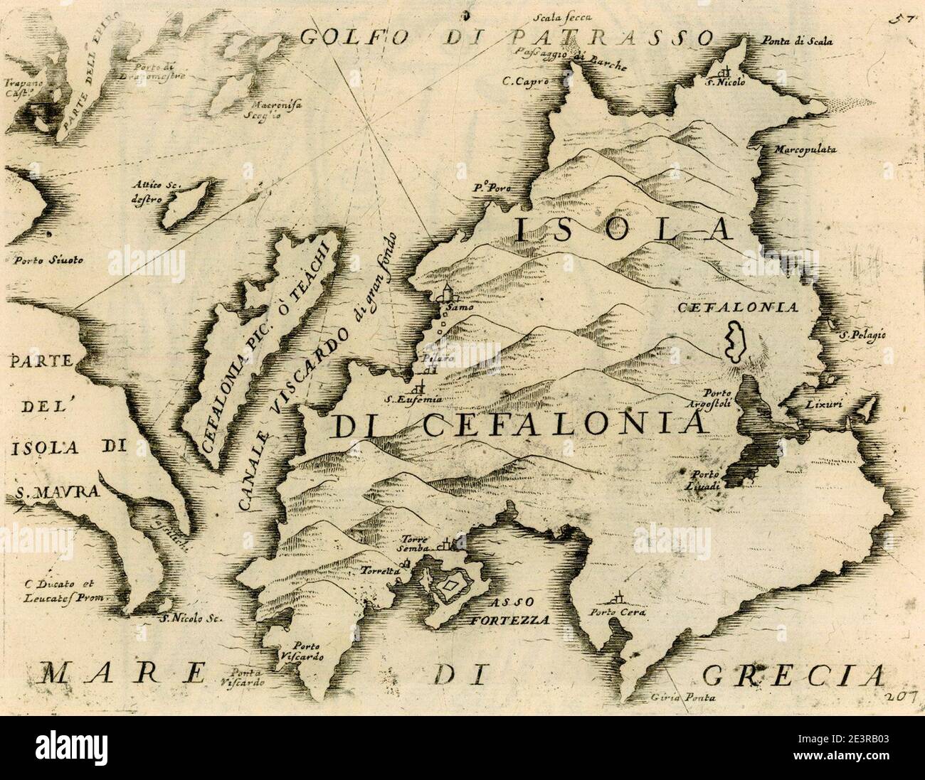 Map of Cephalonia - Coronelli Vincenzo - 1688 Stock Photo - Alamy