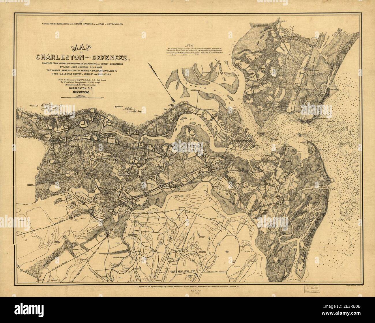 Map of Charleston and its defences Stock Photo - Alamy