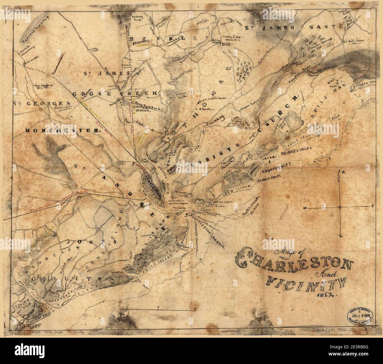 Map of Charleston and vicinity Stock Photo - Alamy