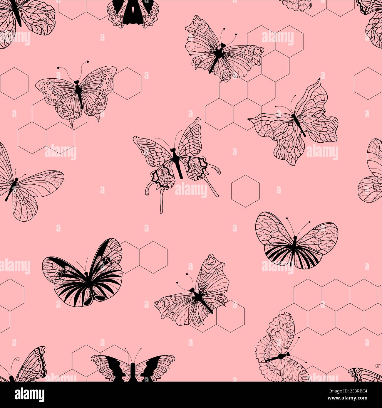 Butterfly pattern. Pink background Vector illustration. ornament ...
