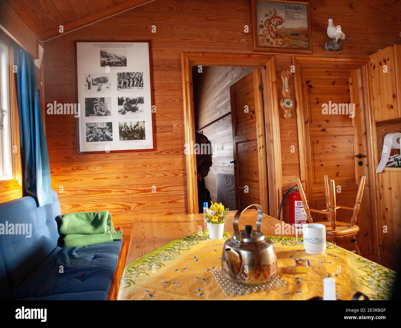 Inside Helberghytta DNT Hut on the Hardanger plateau in Norway,it is ...