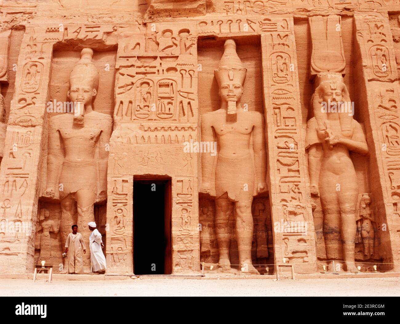 Egypt North Africa Abu Simbel complex two Egyptian men in traditional ...