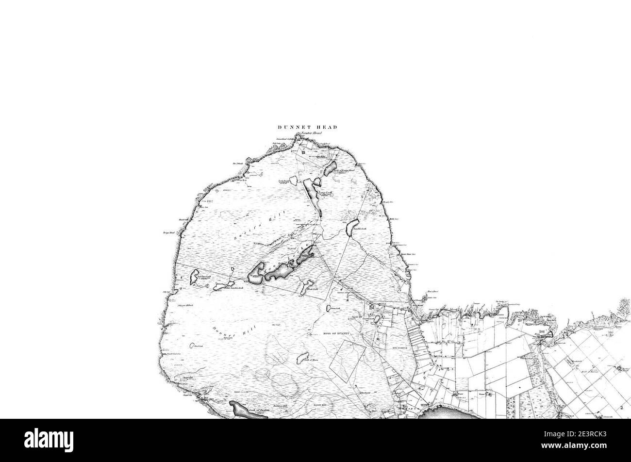Map of Caithness-shire Sheet 001, Ordnance Survey, 1876-1878 Stock ...
