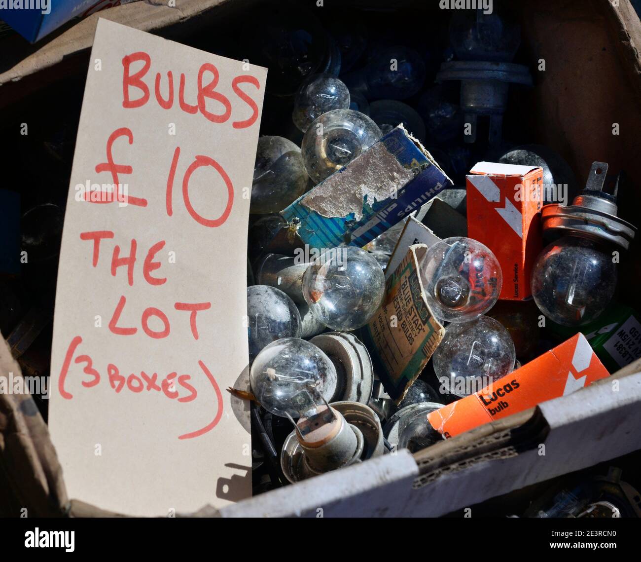 box of vintage car bulbs for sale at autojumble Stock Photo - Alamy