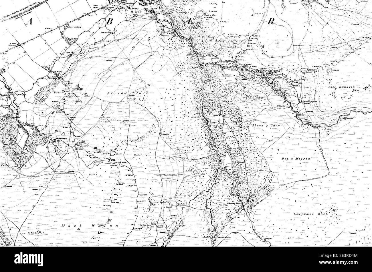 Map of Caernarvonshire OS Map name 007-SE, Ordnance Survey, 1888-1895 ...