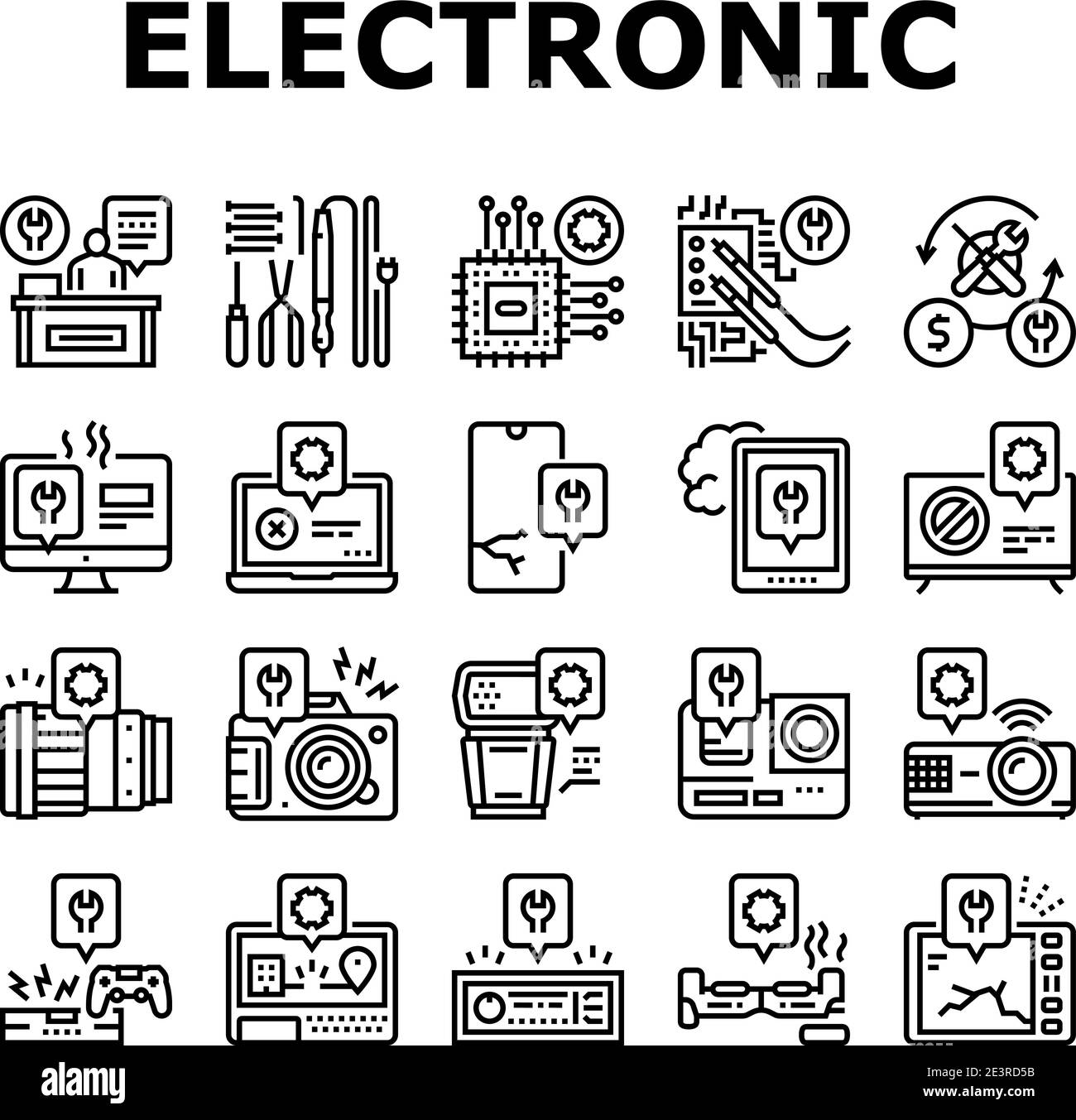 Electronic Repair Collection Icons Set Vector Stock Vector Image & Art ...