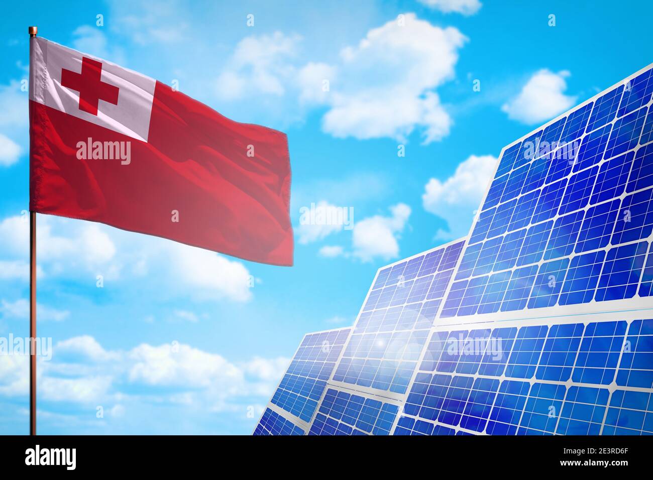 Tonga alternative energy, solar energy concept with flag - symbol of ...