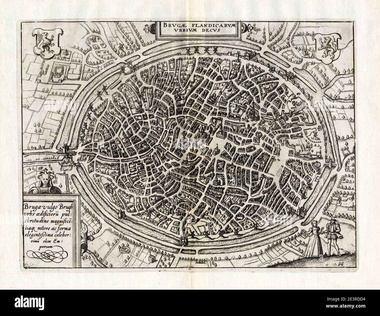 Map of Bruges by Guicciardini Stock Photo - Alamy