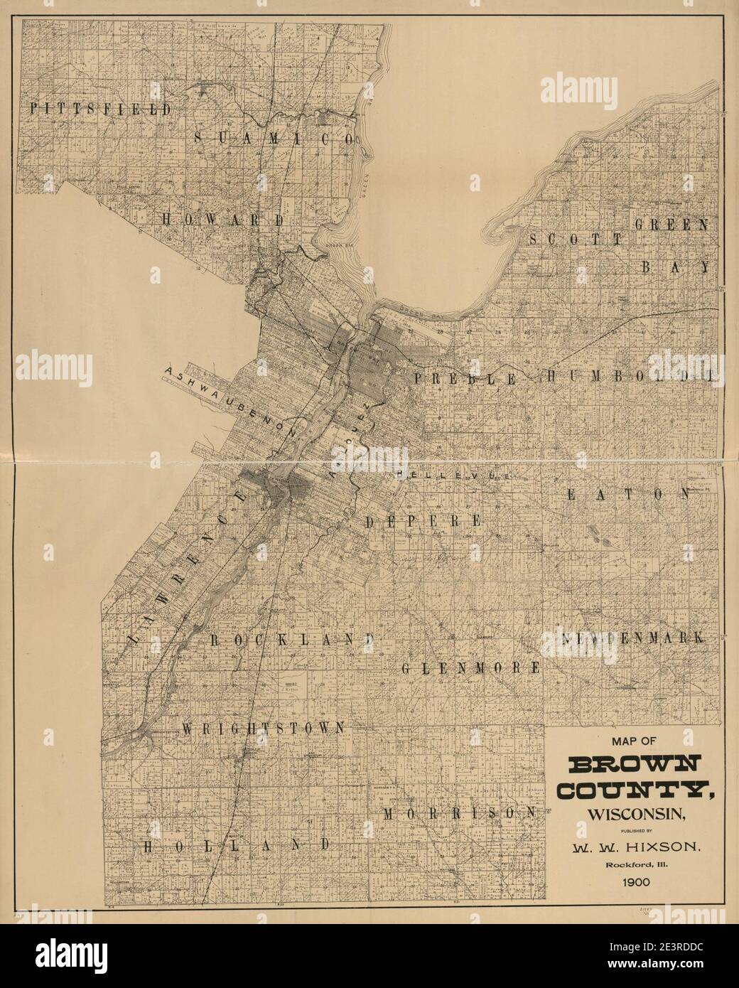 Map of Brown County, Wisconsin Stock Photo - Alamy
