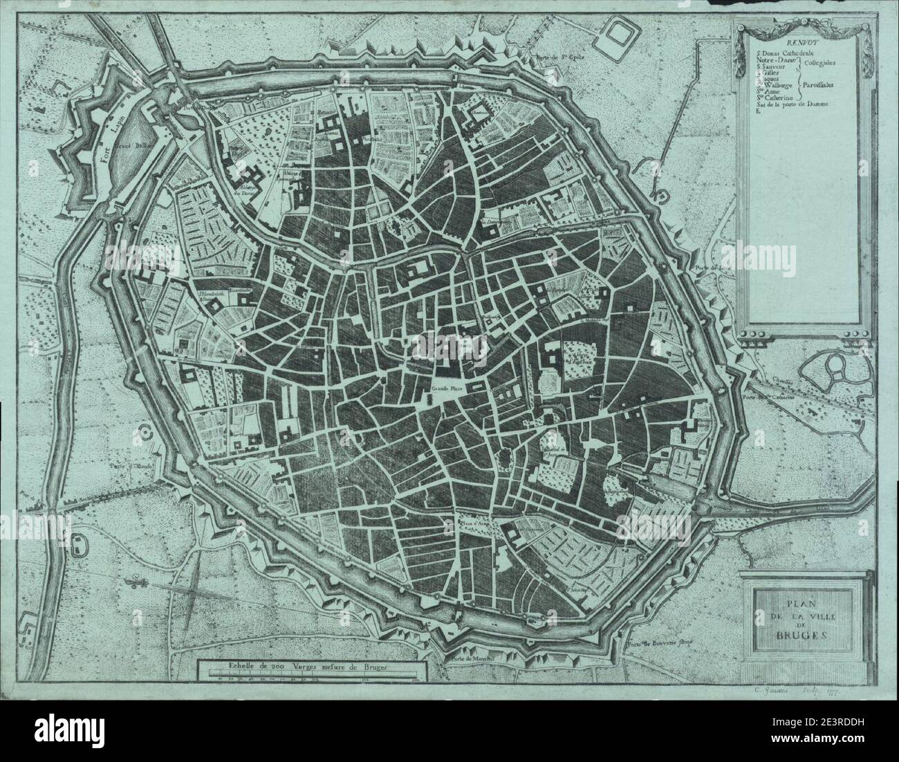 Map of Bruges by C. Janssens, 1777 Stock Photo - Alamy