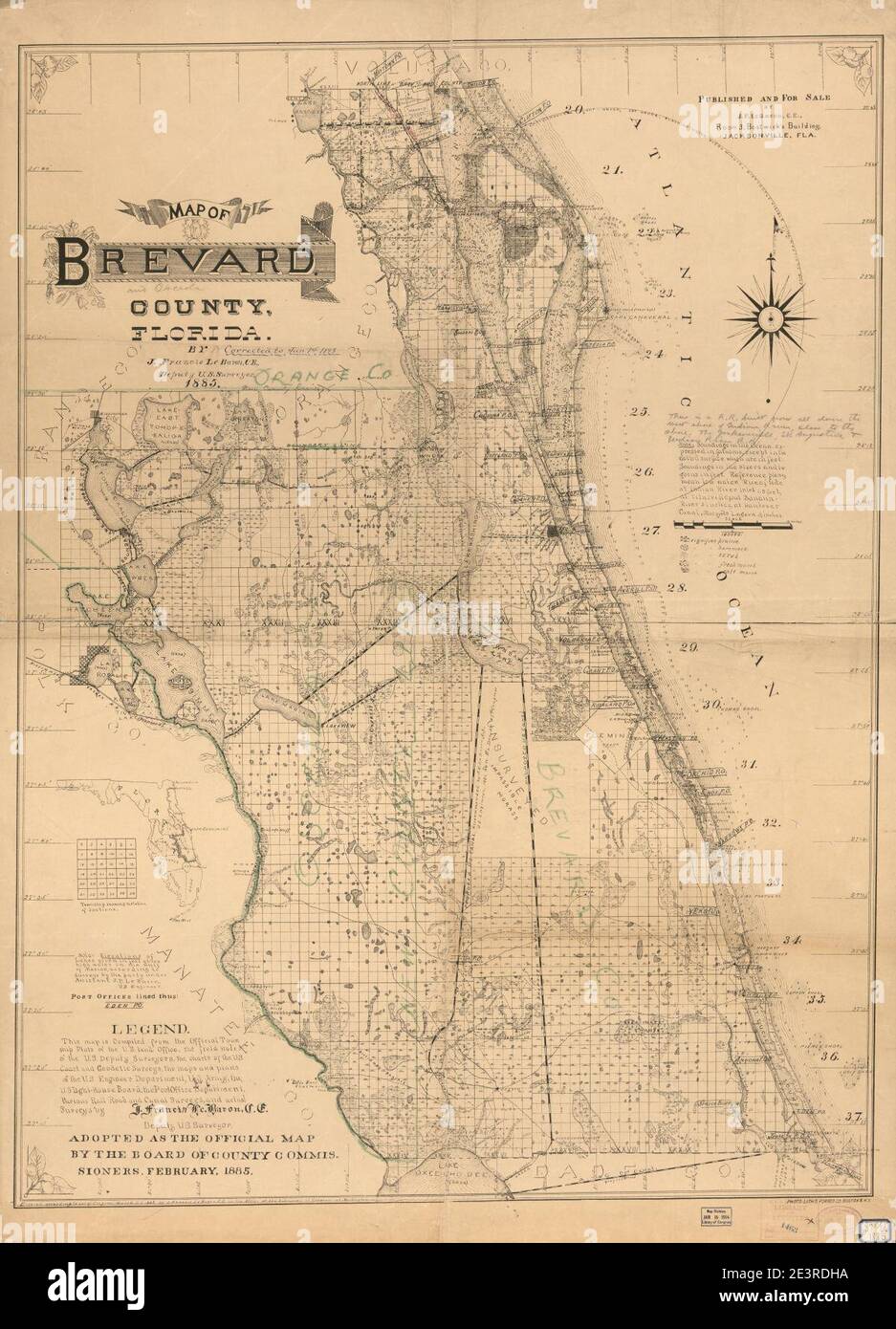 Map of Brevard County, Florida Stock Photo - Alamy