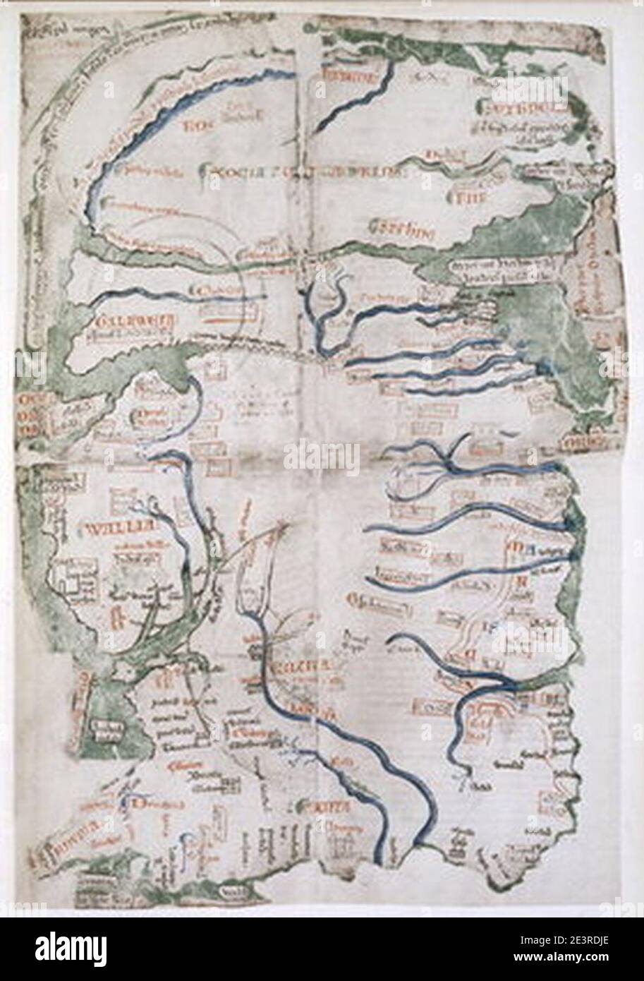 Map of Britain (c.1250) - Matthew Paris - STC255189 Stock Photo - Alamy