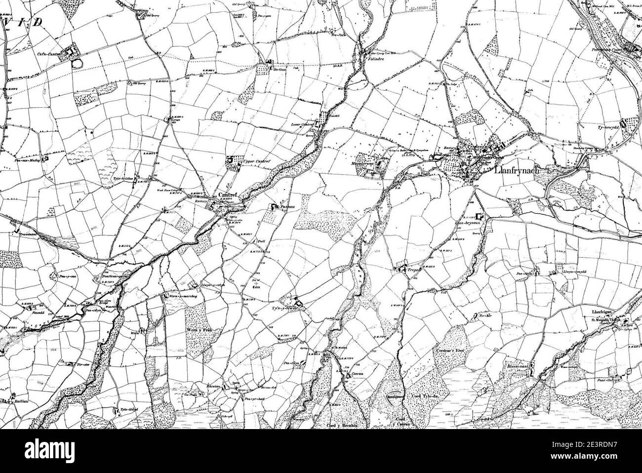Map of Brecknockshire OS Map name 034-NW, Ordnance Survey, 1884-1892 ...
