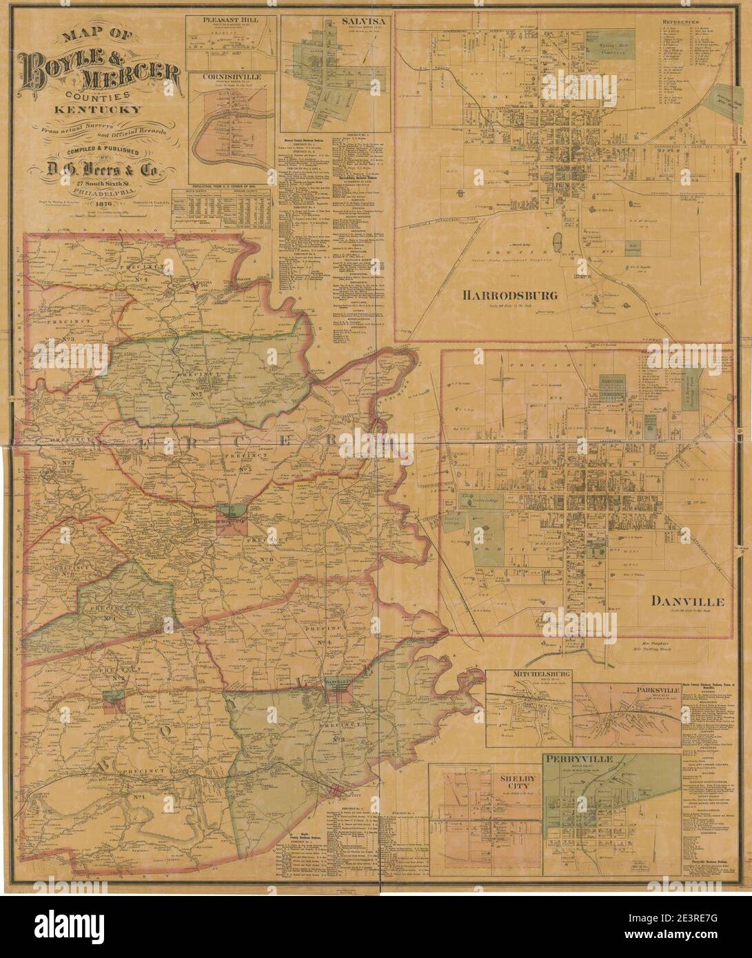 Map of Boyle & Mercer counties, Kentucky Stock Photo - Alamy