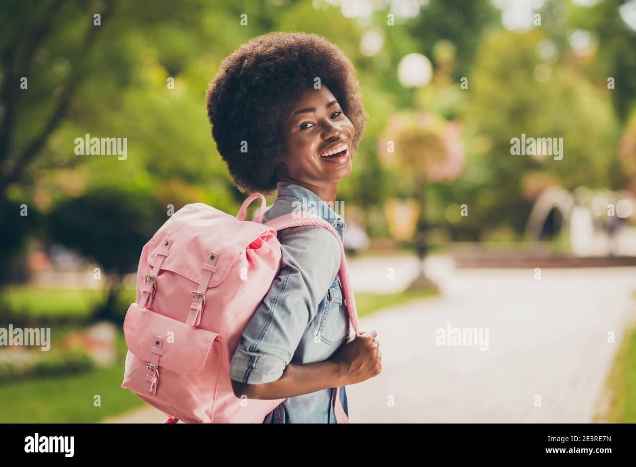View from bellow photo portrait of laughing happily black skinned ...