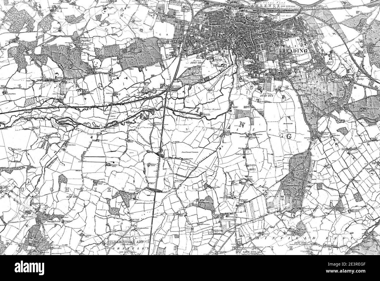 Map of Berkshire Sheet 037, Ordnance Survey, 1876-1886 Stock Photo - Alamy