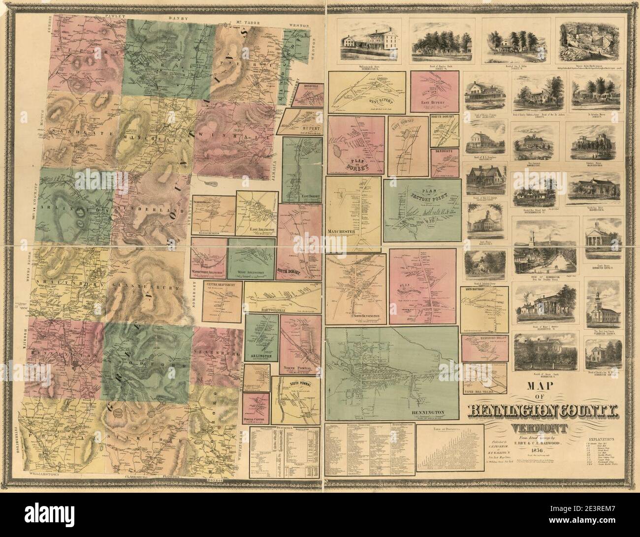 Map of Bennington County, Vermont Stock Photo - Alamy