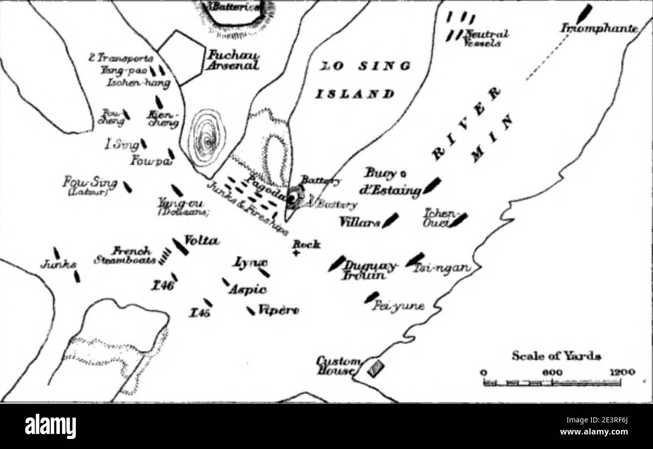 Map of Battle of Fuzhou from Brassey's Naval Annual 1887 Stock Photo ...