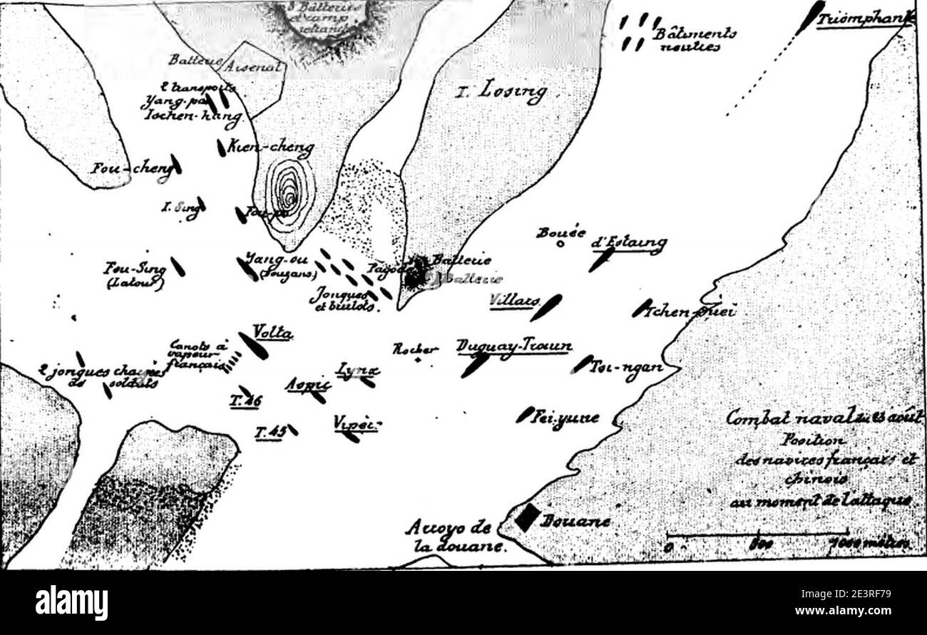 Map of Battle of Fuzhou from L'escadre de l'amiral Courbet Stock Photo ...