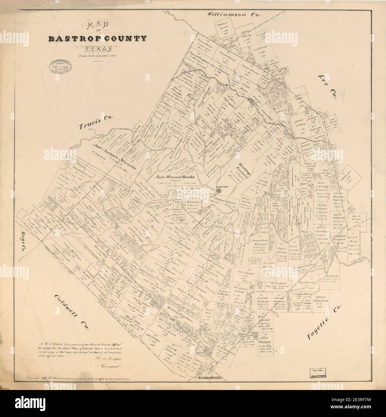 Map of Bastrop County, Texas Stock Photo - Alamy