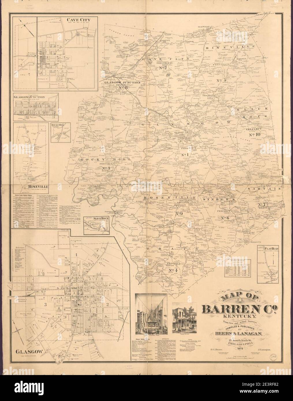 Map of Barren Co., Kentucky Stock Photo - Alamy