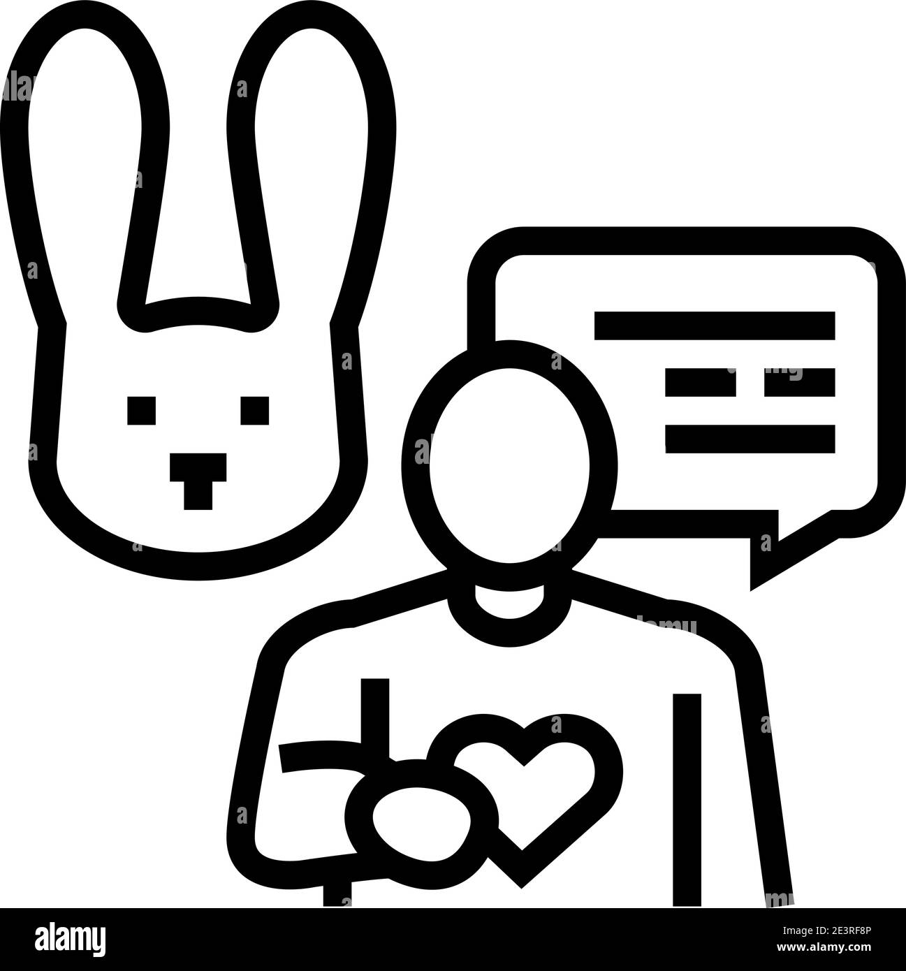 human talking about rabbit with love line icon vector illustration ...