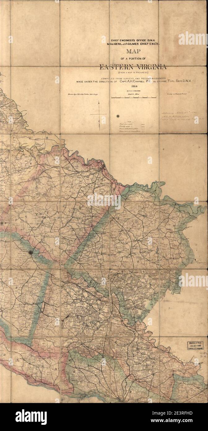 Map of a portion of eastern Virginia, from a map in progress Stock ...