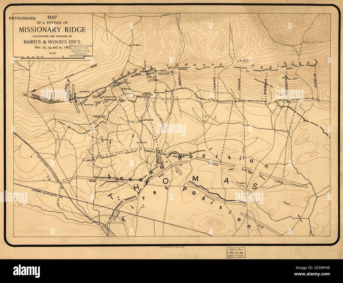 Map of a portion of Missionary Ridge, illustrating the positions of ...