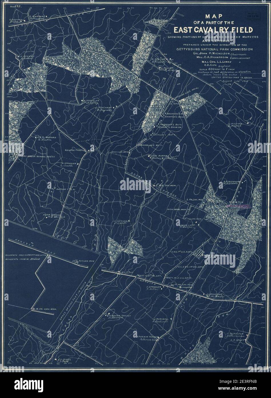 Map of a part of the east cavalry field showing positions of division ...