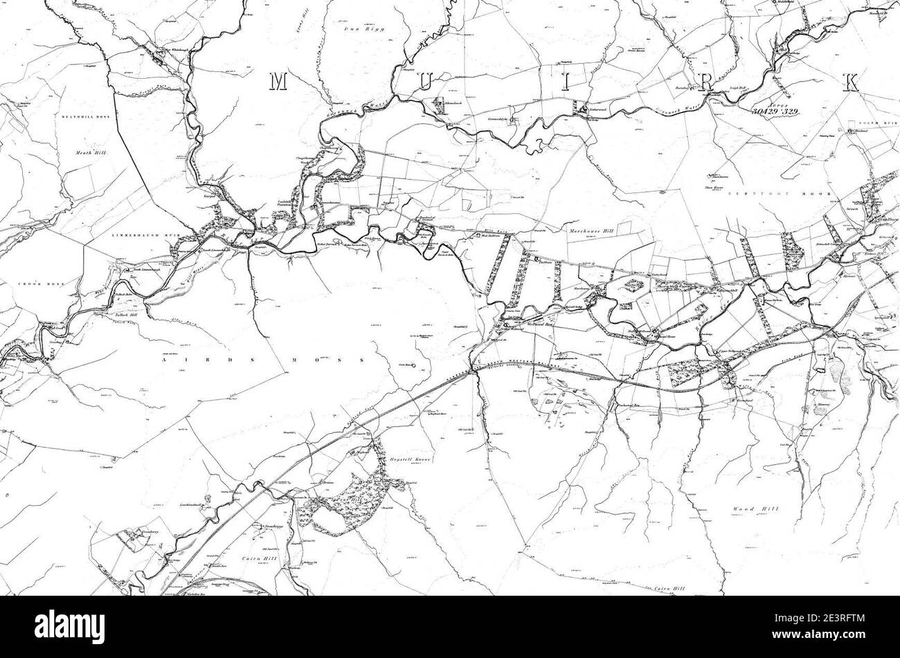 Map of Ayrshire Sheet 030, Ordnance Survey, 1857-1860 Stock Photo - Alamy
