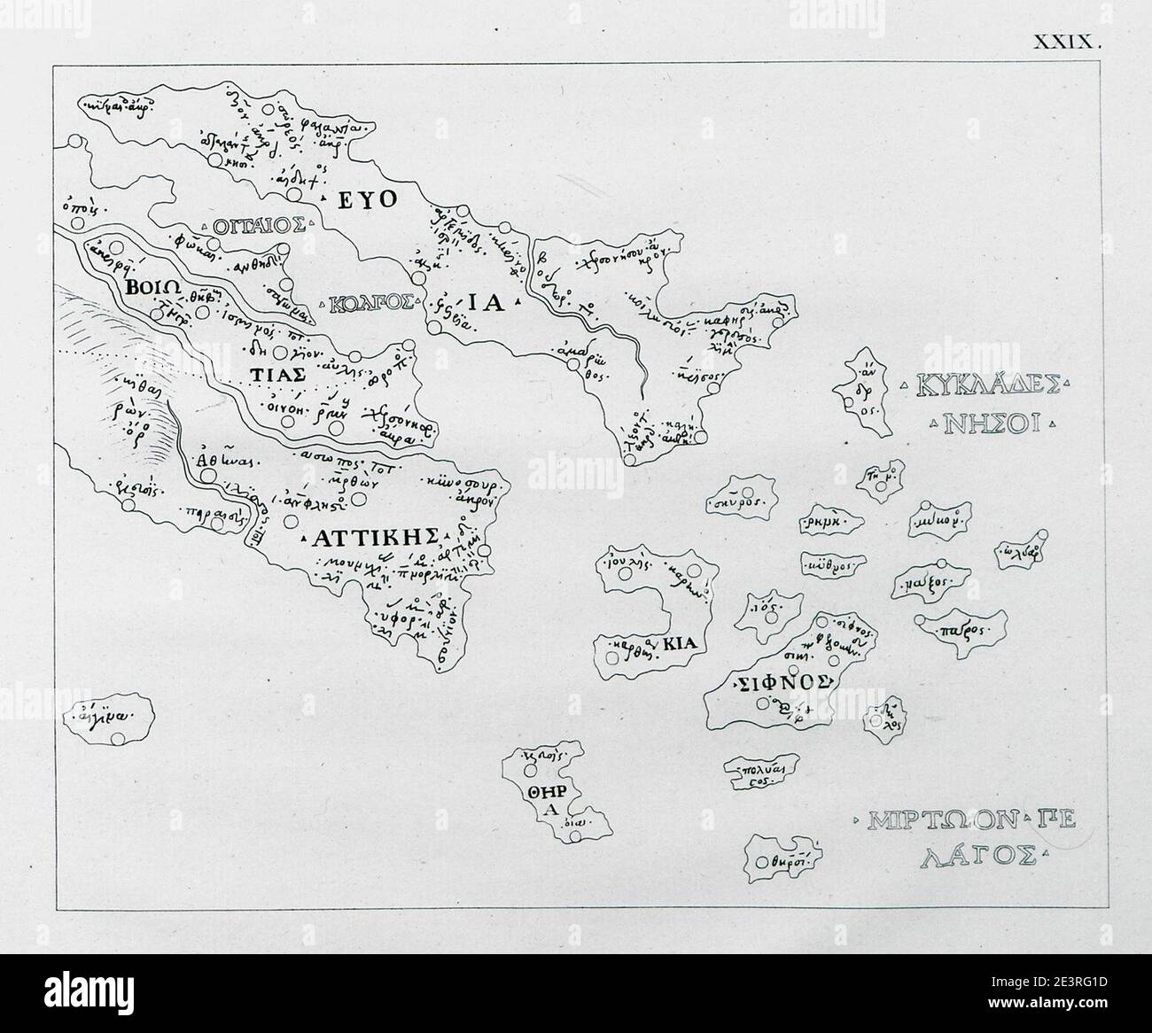 Map of Attica, Euboea and the Cyclades - Peter Oluf Brøndsted - 1826 ...